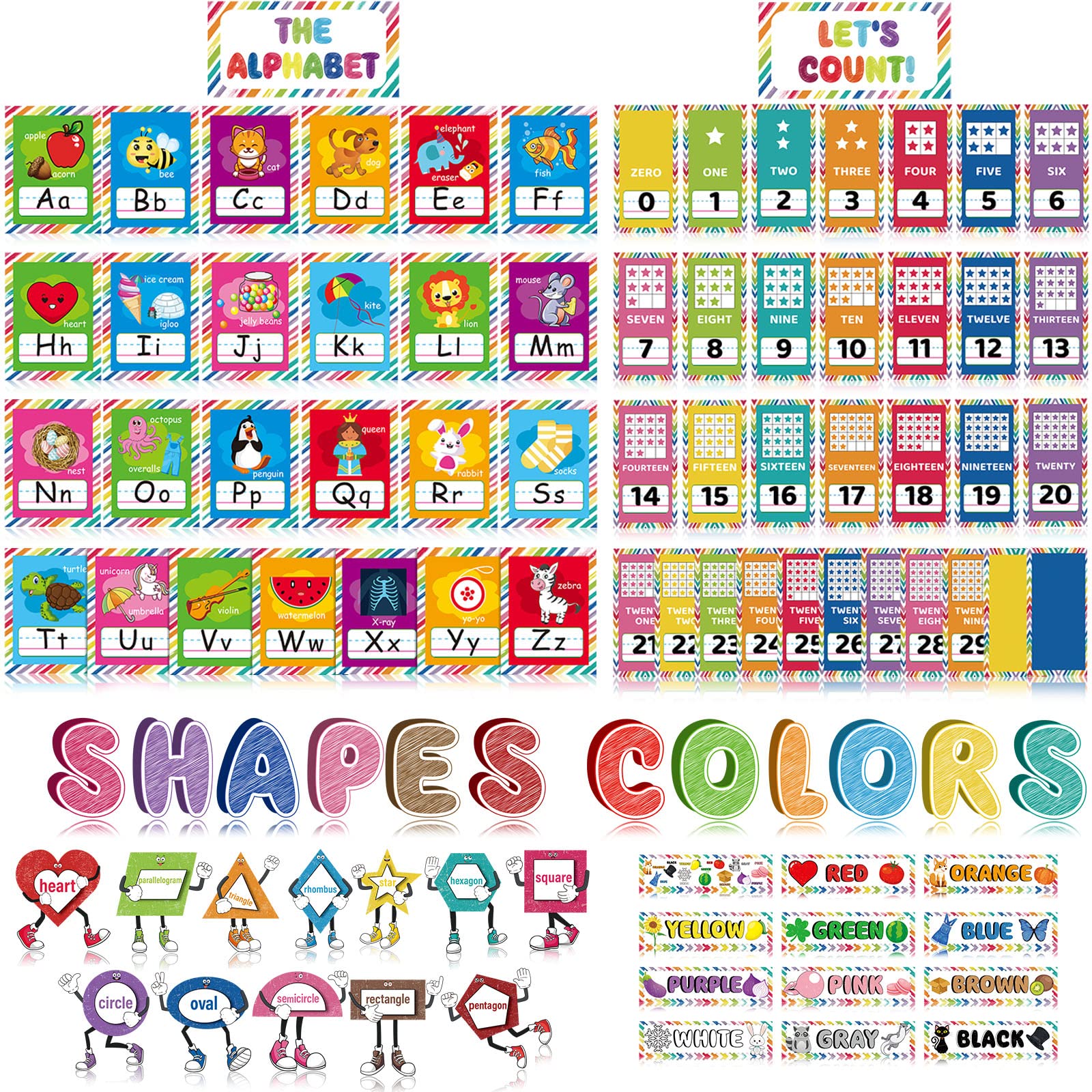 Mua 96 Pieces Toddler Educational Preschool Posters Alphabet Bulletin ...