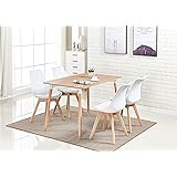 P&N Homewares® Lorenzo Dining Table and 4 Chairs Set Retro and Modern ...