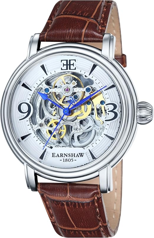 Thomas Earnshaw Men's Skeleton Automatic Watch with Leather Strap ES ...