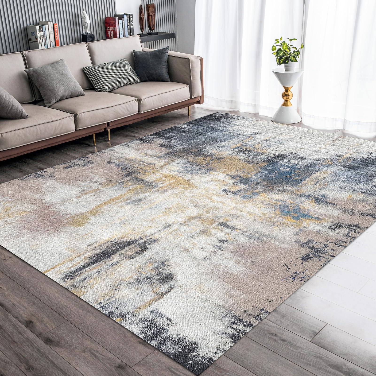 OMERAI Washable Rug 5'x7' Abstract Machine Washable Area Rugs for ...