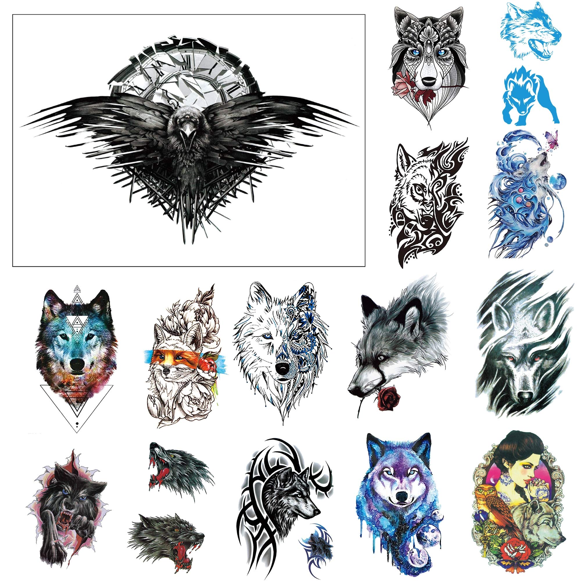 Fenrir Wolf Tattoo Stickers For Men Nordic Myth Geri Freki | Desertcart ...