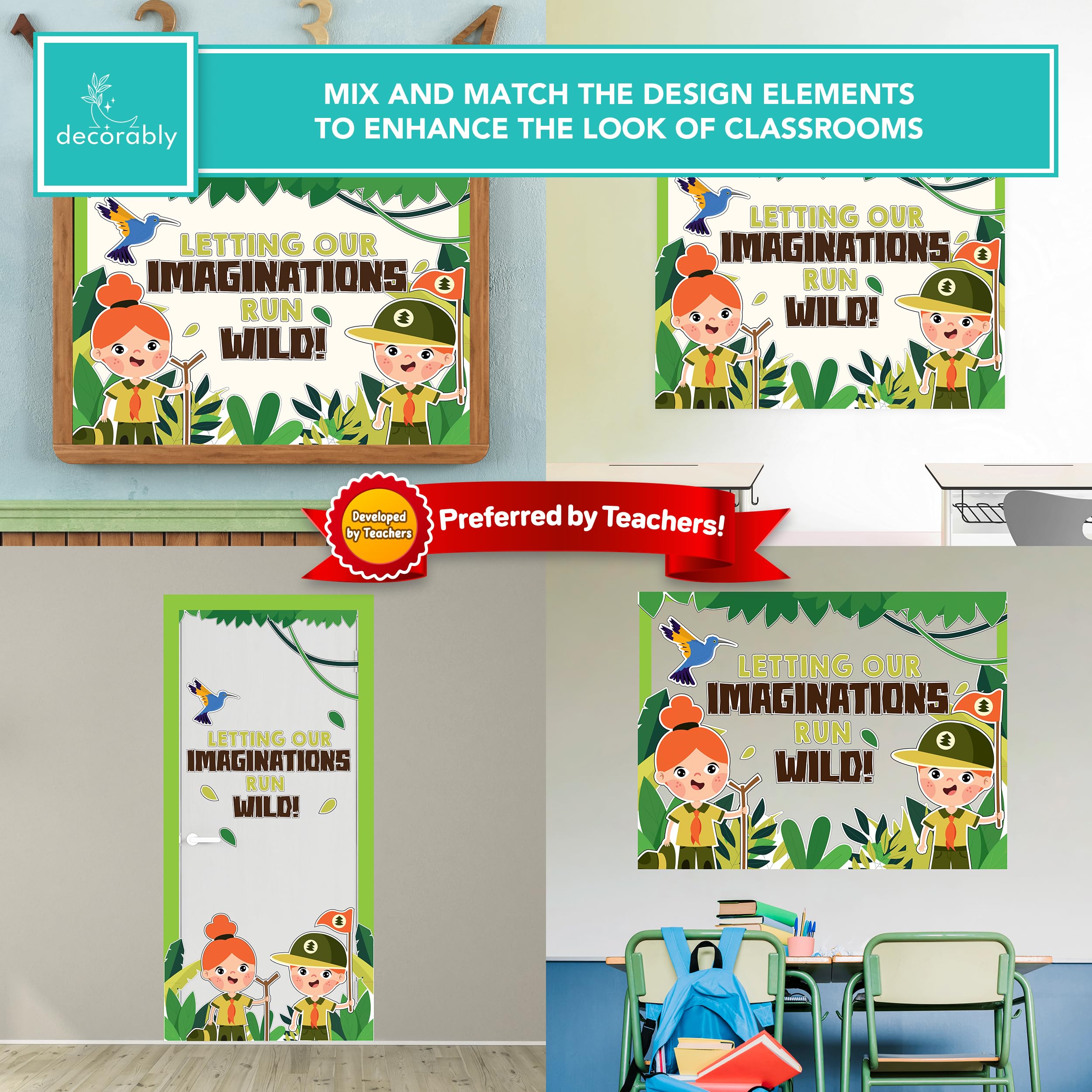 Mua Decorably 22 Pcs Cutouts Safari Classroom Decorations Set with ...