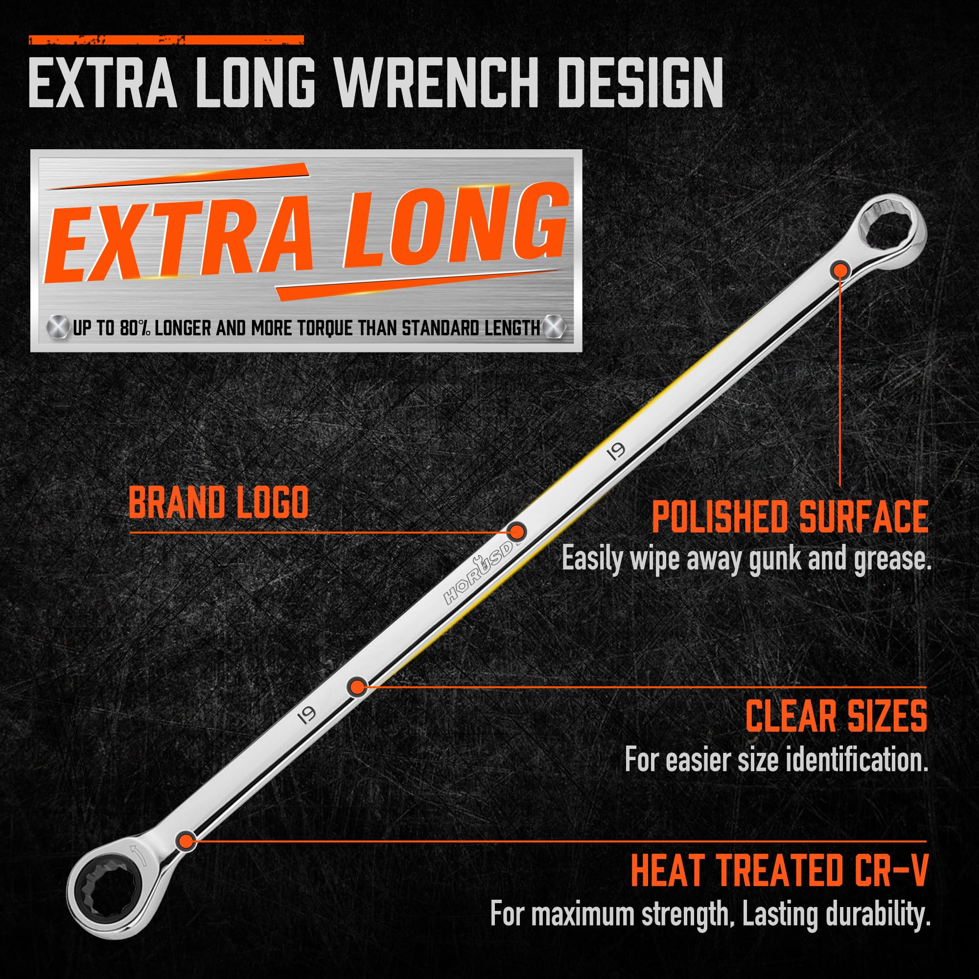 Mua HORUSDY 9-Piece Extra Long Ratcheting Wrench Set with Tool Bag ...