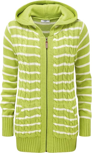 Cotton Traders Womens Ladies Cotton Hooded Cardigan Green Dusk Stripe ...