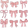 Amazon.com: 9Pcs Pink Bow Iron On Patches Cute Buffalo Plaid Polka Dot ...