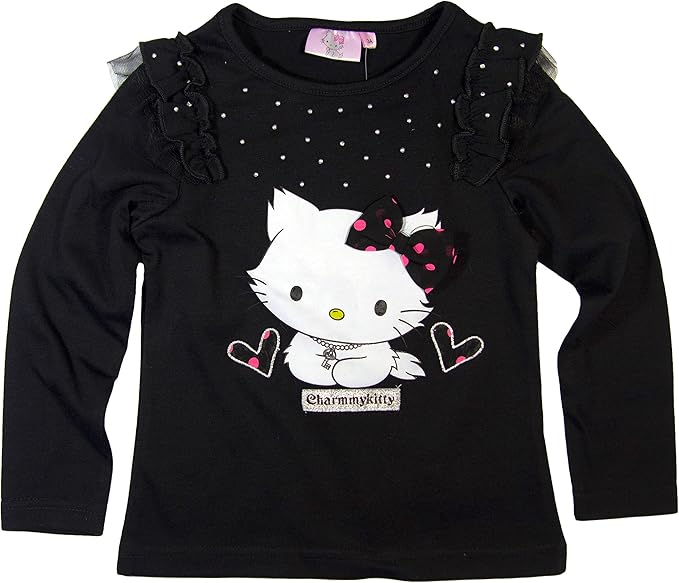 Charmmy Kitty Official Girls T-Shirt Long Sleeve 8 Years Black: Amazon ...