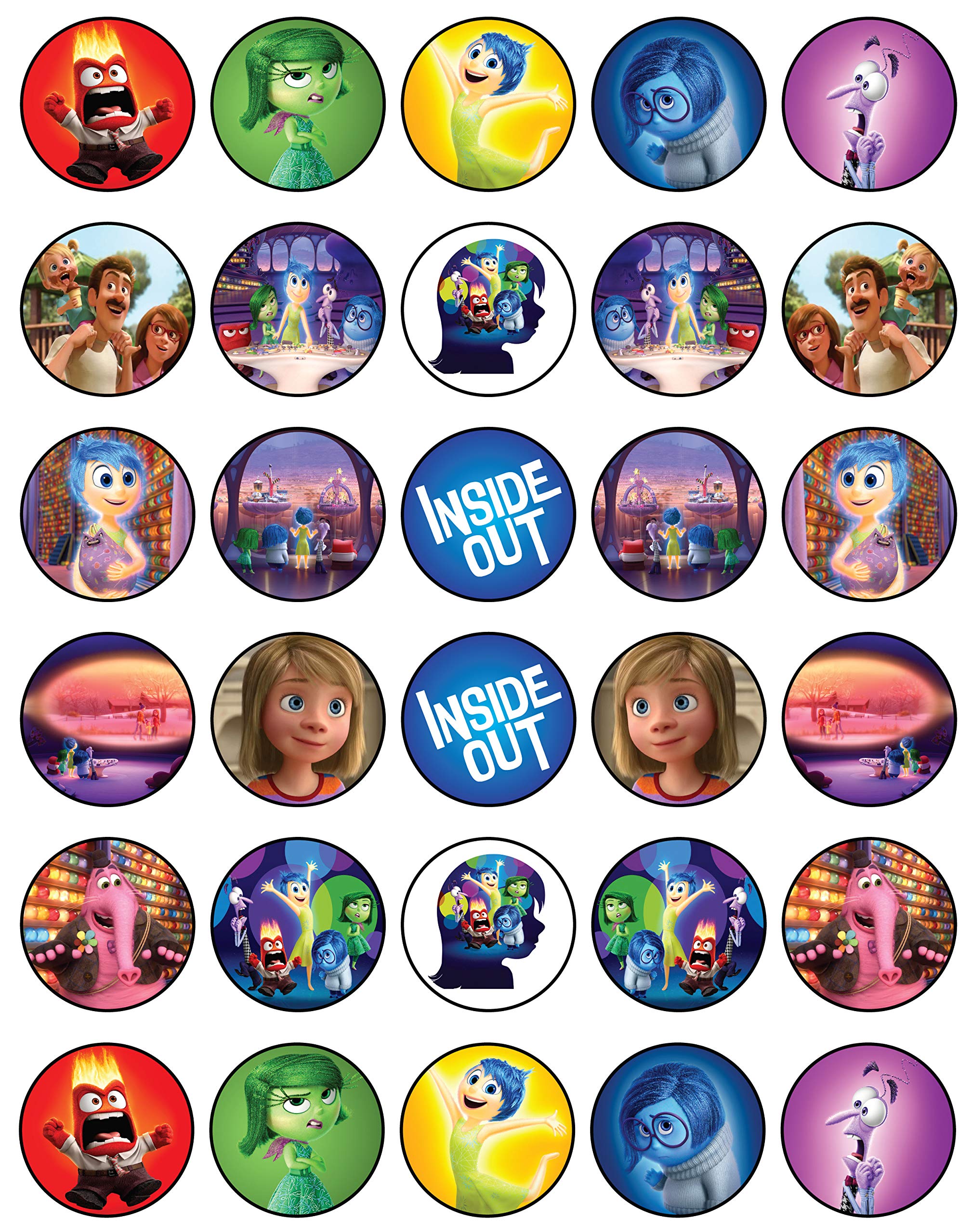 Buy 30 x Edible Cupcake Toppers Themed of Inside Out Collection of ...
