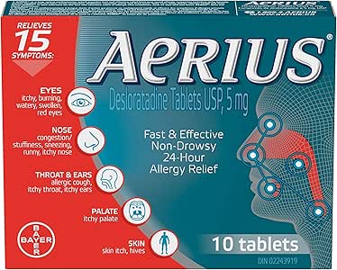 Aerius Allergy Medicine, Fast Relief, 24-Hour, Non-Drowsy, 15 Symptoms ...