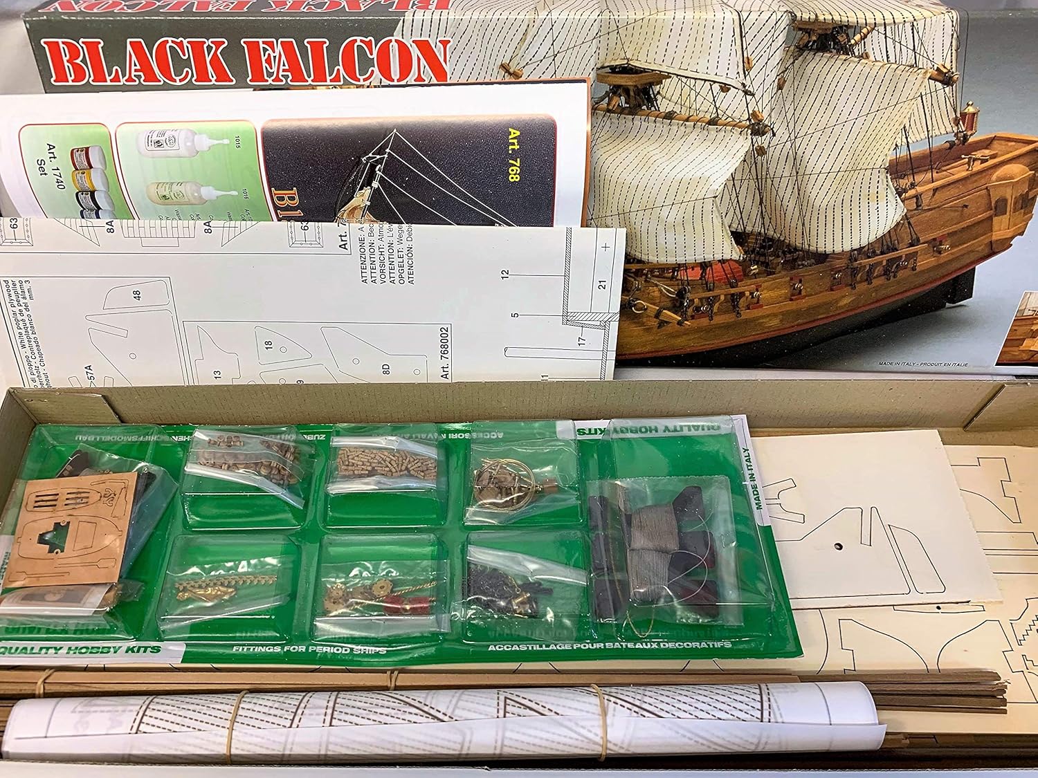 Model Ship Kit – Black Falcon – 18th Century Brigantine – Captain Kidd ...