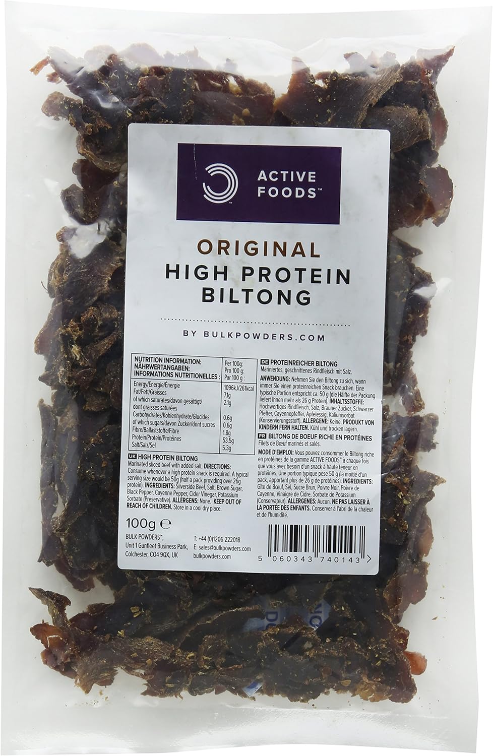 BULK POWDERS High Protein Biltong, Original, 100 g: Amazon.co.uk ...