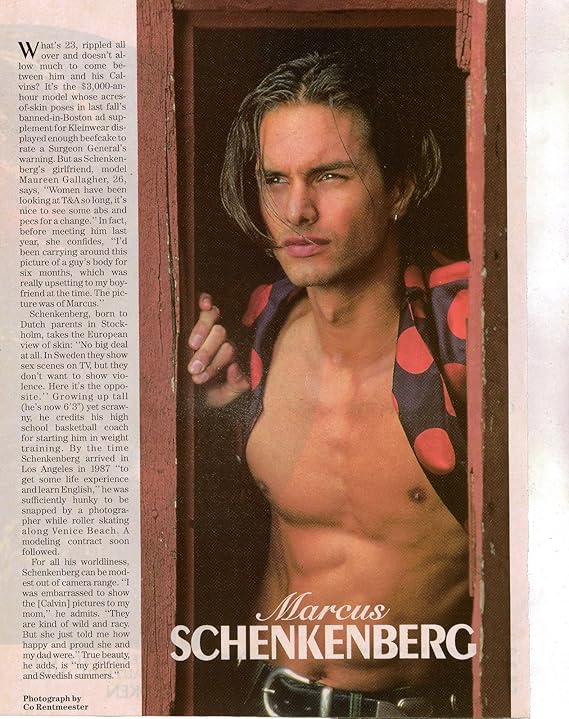 Marcus Schenkenberg Shirtless 8x10 one page magazine photo clipping ...
