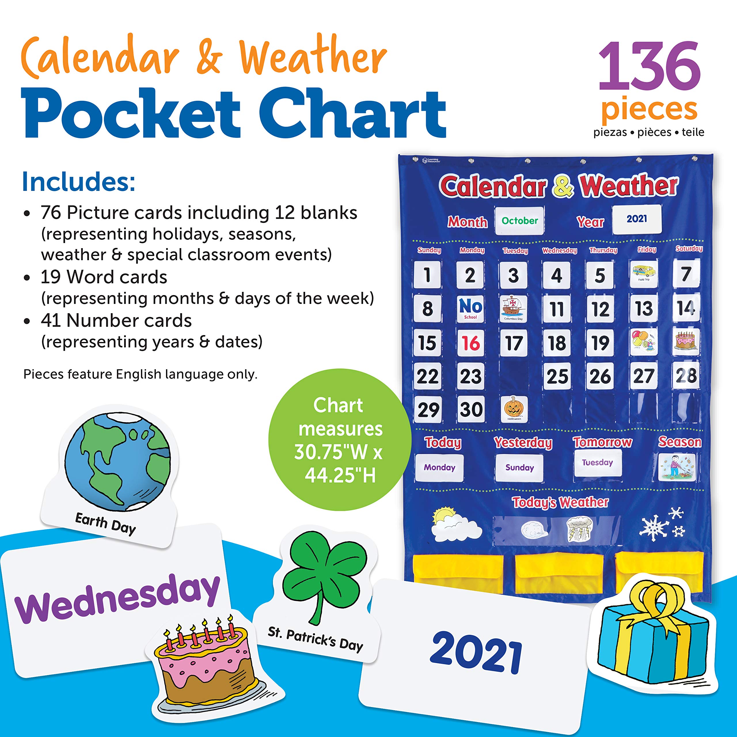 Mua Learning Resources Calendar & Weather Pocket Chart - Classroom ...