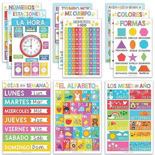 Hadley Designs Spanish Classroom Decorations - 12 Spanish Posters for ...