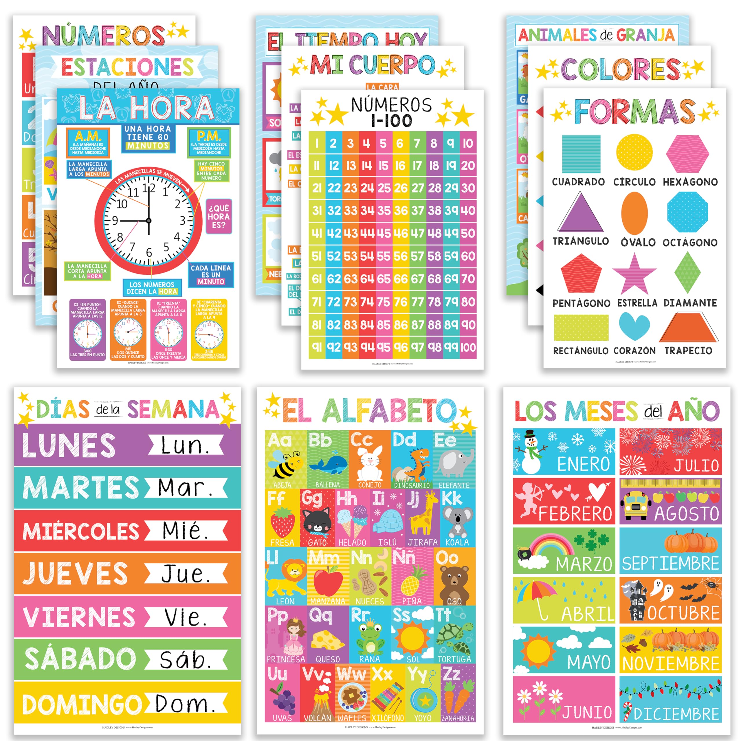 Mua Hadley Designs Spanish Classroom Decorations - 12 Spanish Posters ...
