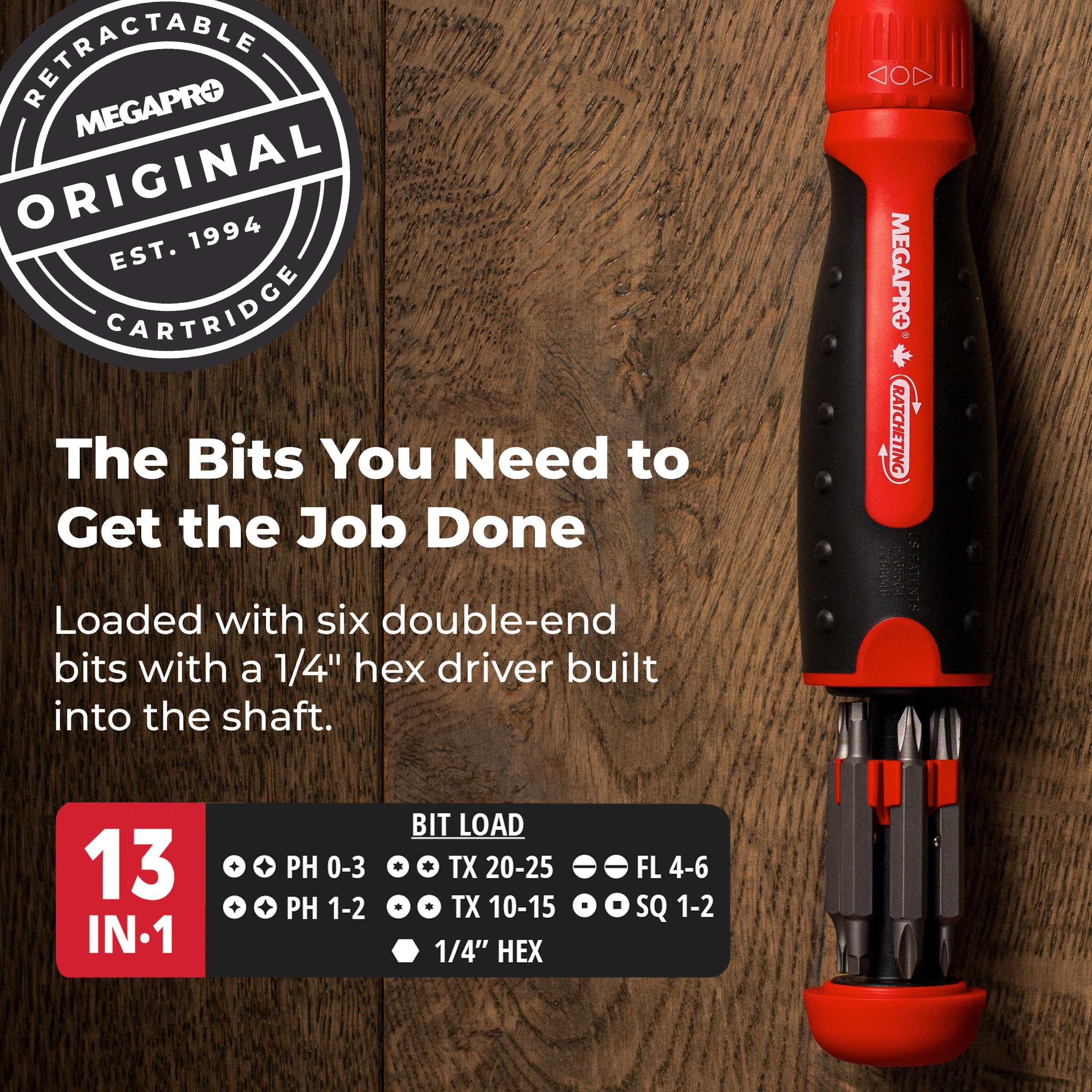 Mua Ratcheting Screwdriver - 13-in-1 Multi Bit Screw Driver w/ ¼" Hex Shaft for Phillips, Star ...