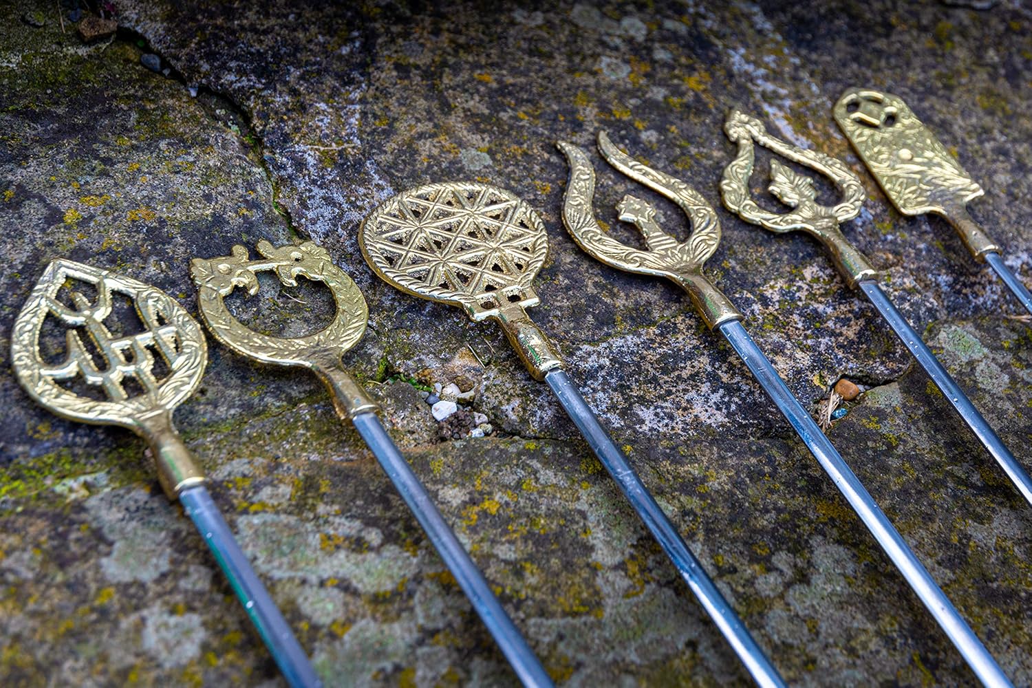 JD Europe Turkish Stainless Steel Skewers with Brass Handle. Set of 12 ...