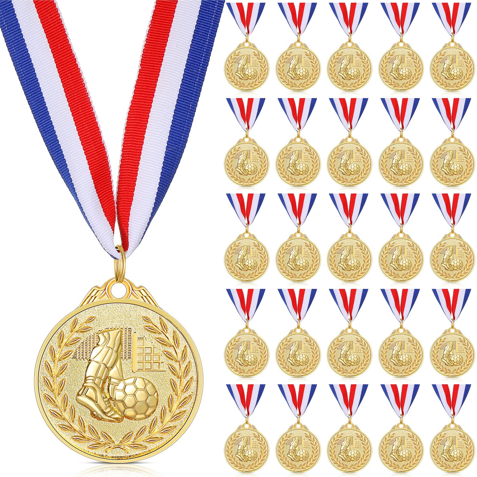 Yinkin Gold Award Medals Set Soccer Gold Metal Medals with Ribbons for ...