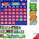 Amazon.com : Black Calendar Pocket Chart with 76 Cards,(68 Illustrated ...