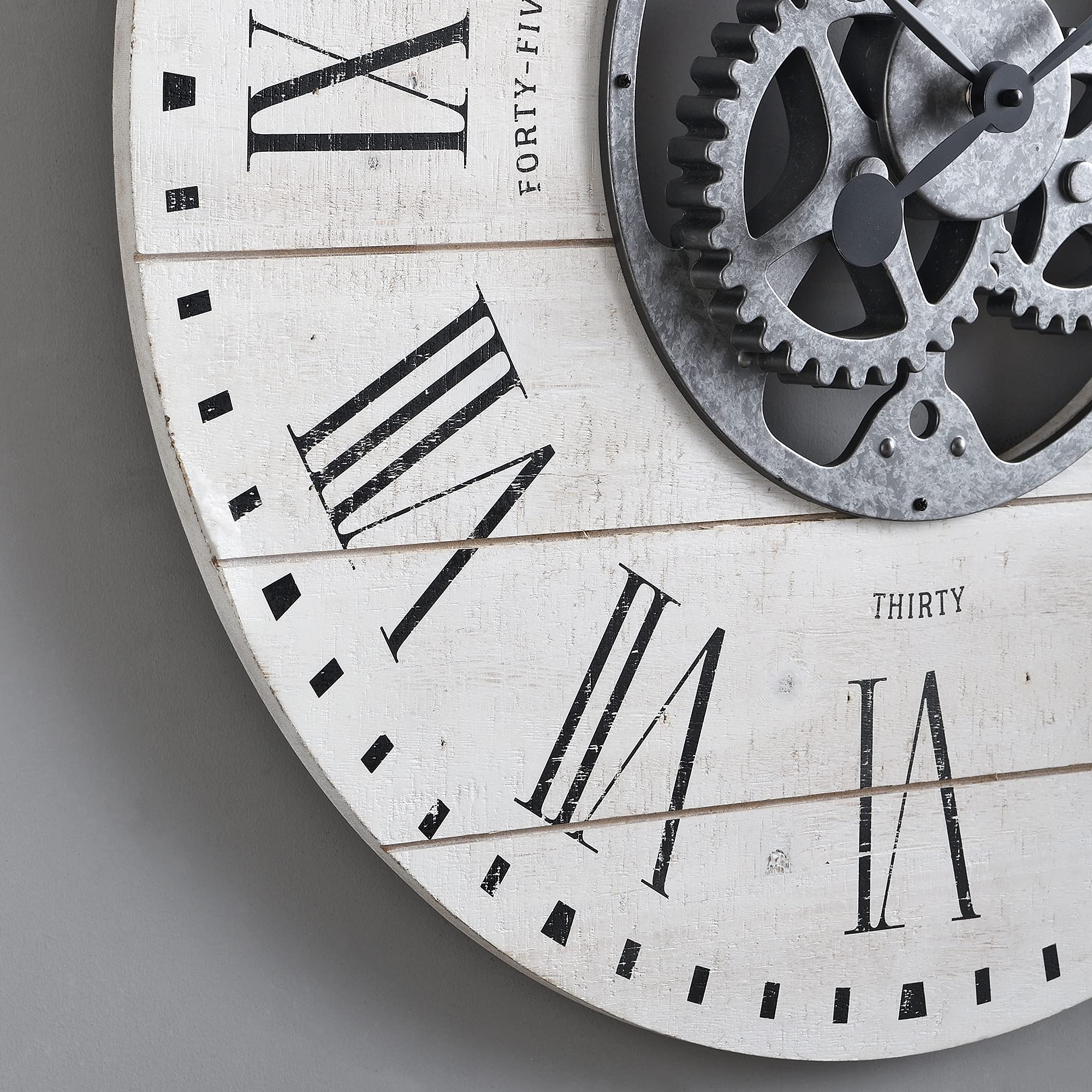 Mua FirsTime & Co. White Shiplap Gears Wall Clock, Large Vintage Decor ...