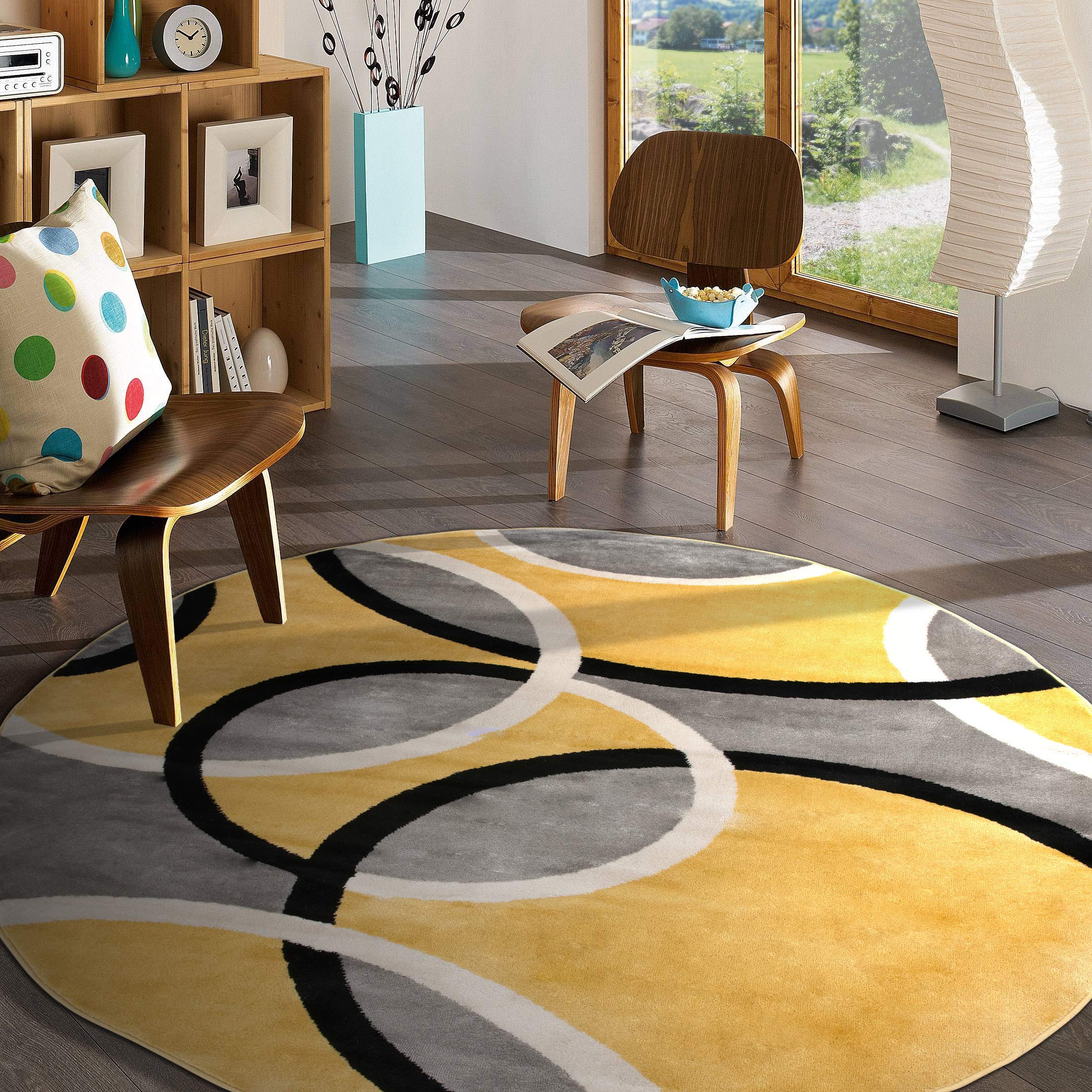 Rugshop Contemporary Abstract Circles Easy Maintenance for Home Office ...