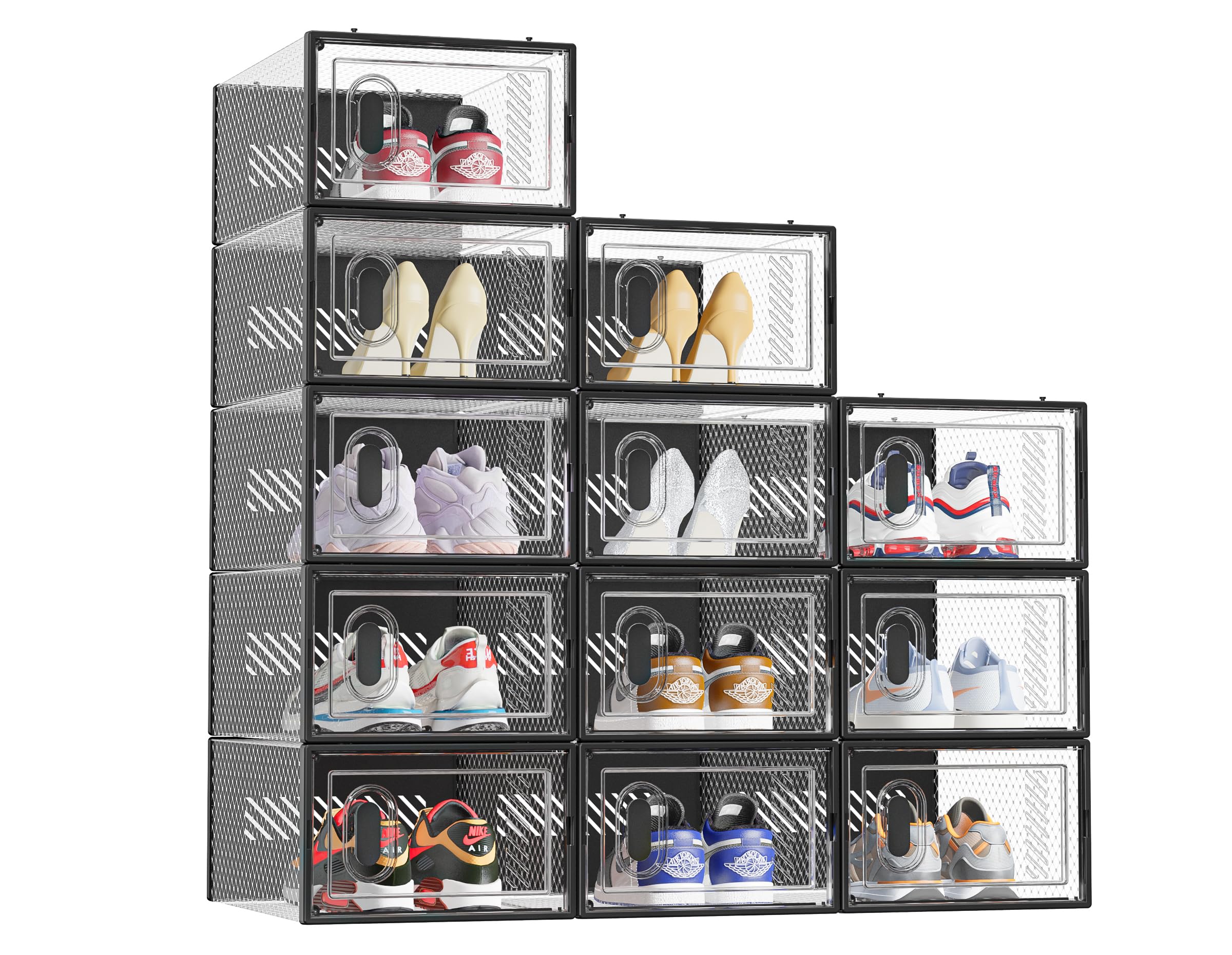 SIMPDIY Shoe Storage, 12 Pack Shoe Organizer for Closet, Shoe Boxes ...