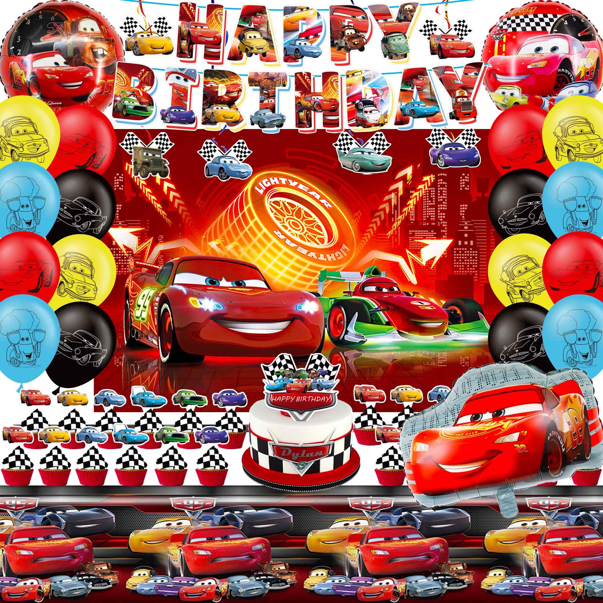 Cars Birthday Decorations, Cars Party Supplies Include Birthday Banner ...