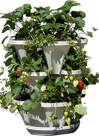 Mr. Stacky 3 Tier Hanging Stacking Planter - Hydroponic Pots - Stone ...