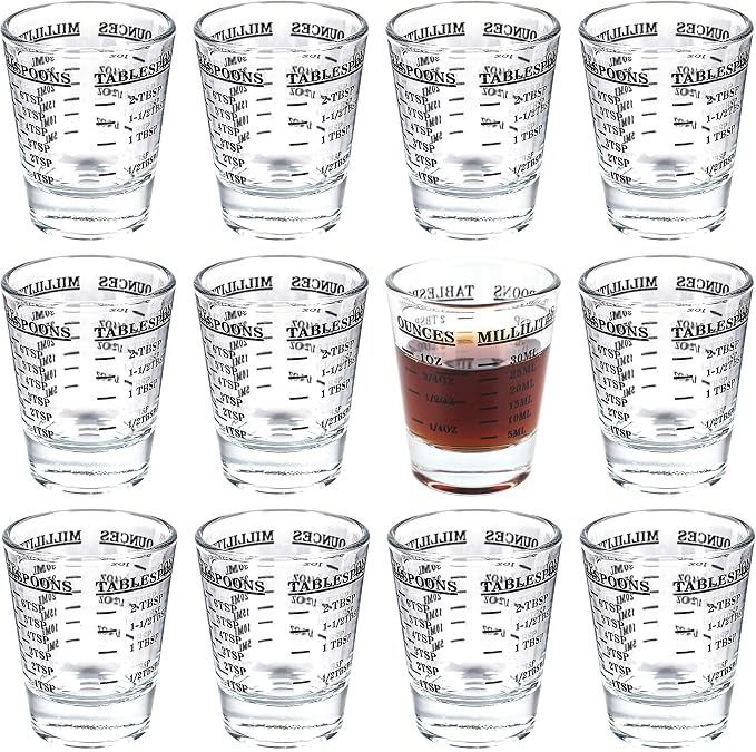 Kingrol 12 Pack 1 Ounce Shot Glasses Heavy Base Measuring Glass Wine