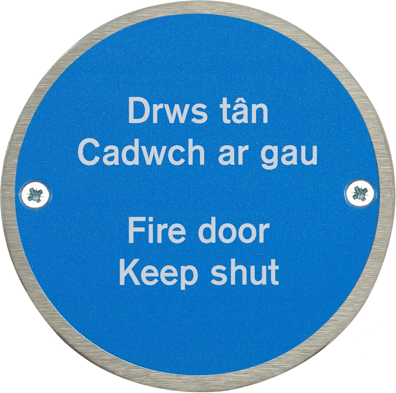 Fire Door Guru® Welsh Fire Door Keep Shut Sign – 76mm Disc – Stainless ...