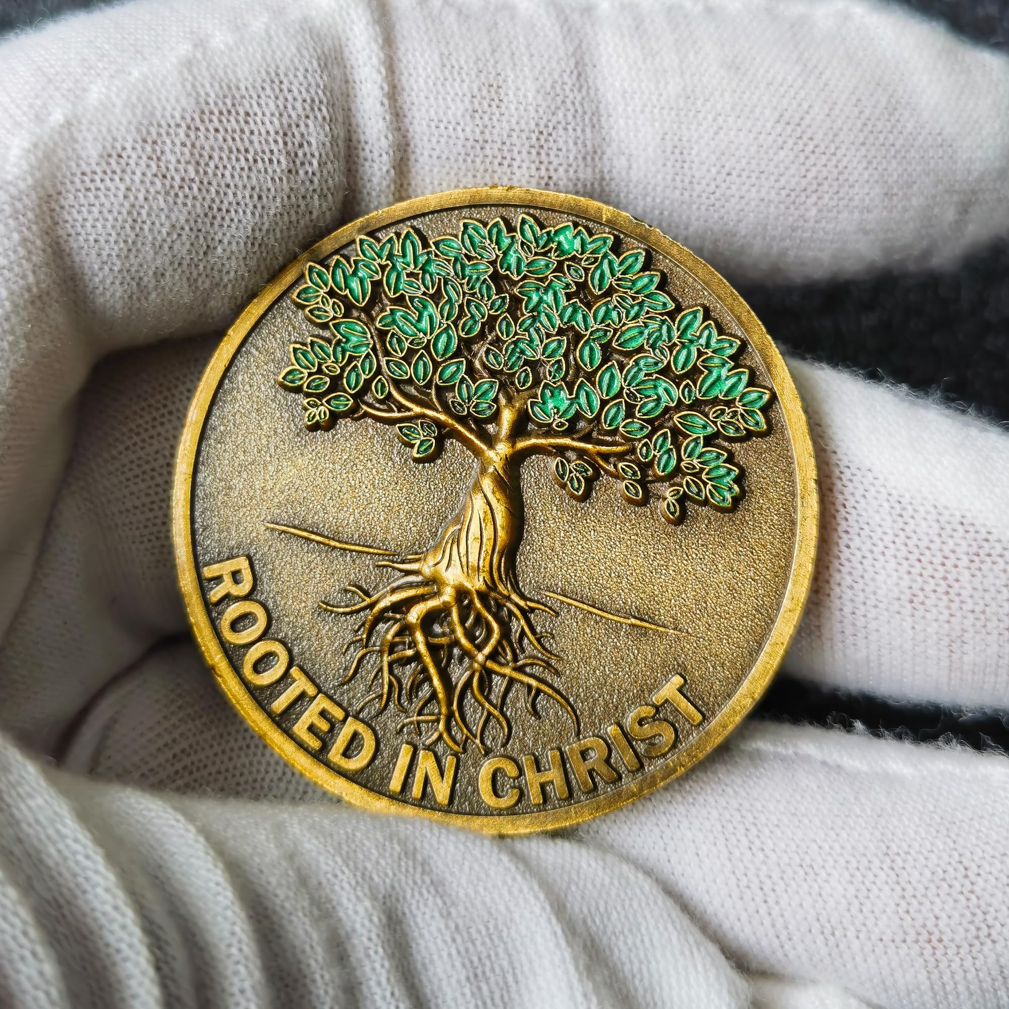 Mua Rooted in Christ Challenge Coin Antique Gold Color Christian Lucky ...
