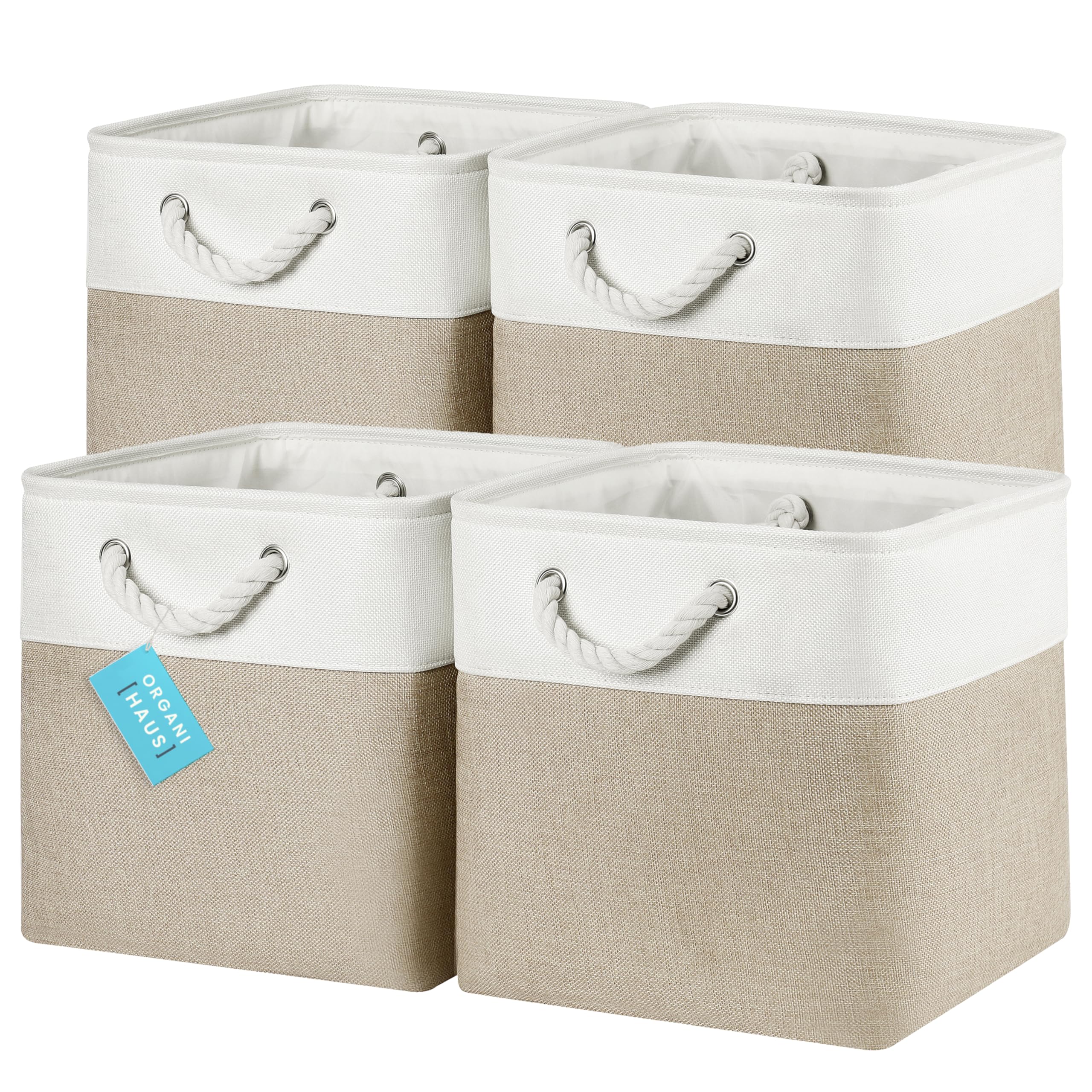 OrganiHaus Fabric Storage Cubes 12x12, Cube Storage Bins Set of 4 ...