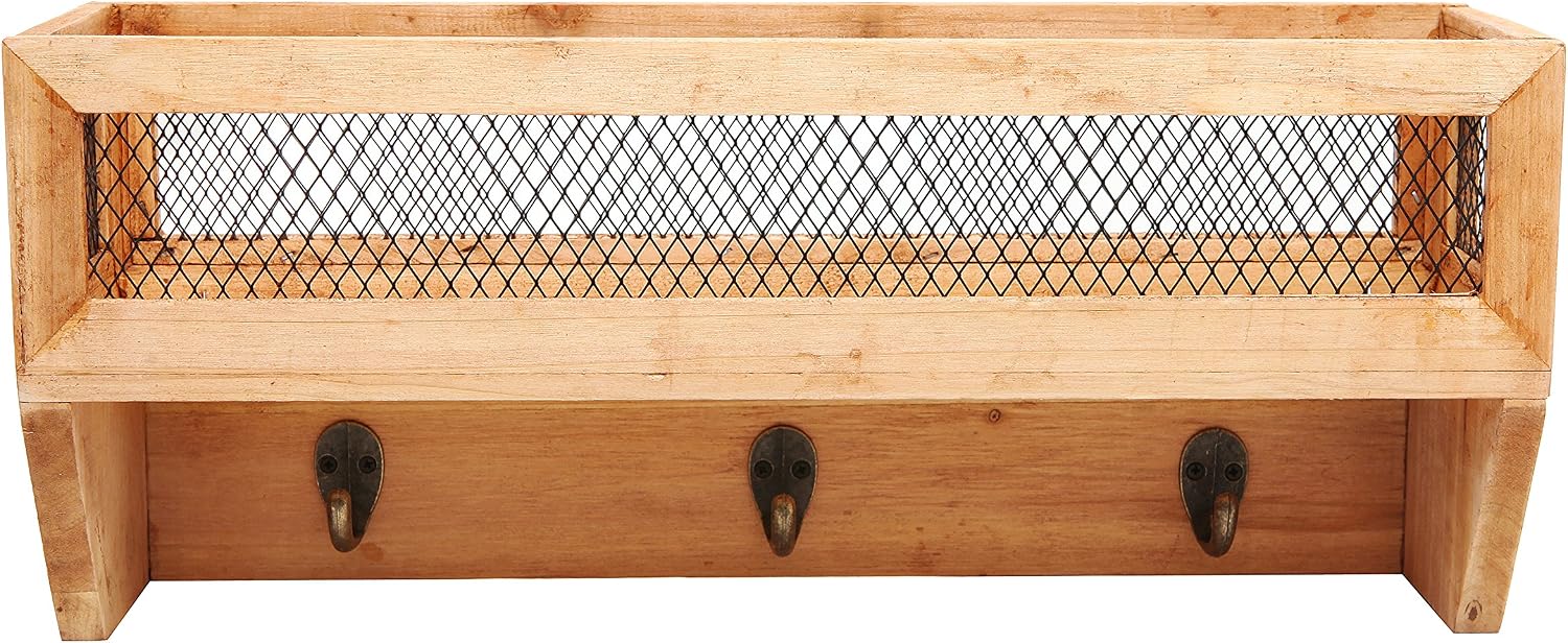 MyGift Country Rustic Wood & Metal Wall Mounted Mail Organizer/Letter ...
