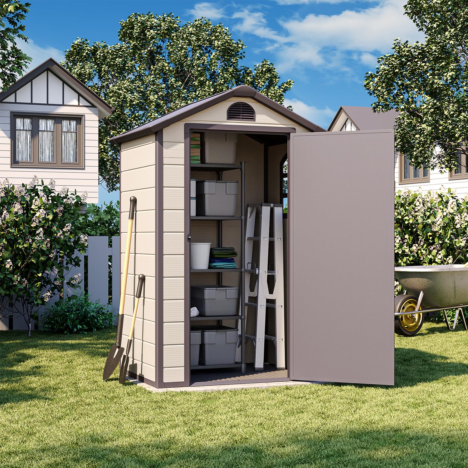 Oakville 4x3 ft Polypropylene Outdoor Storage Shed with Reinforced ...