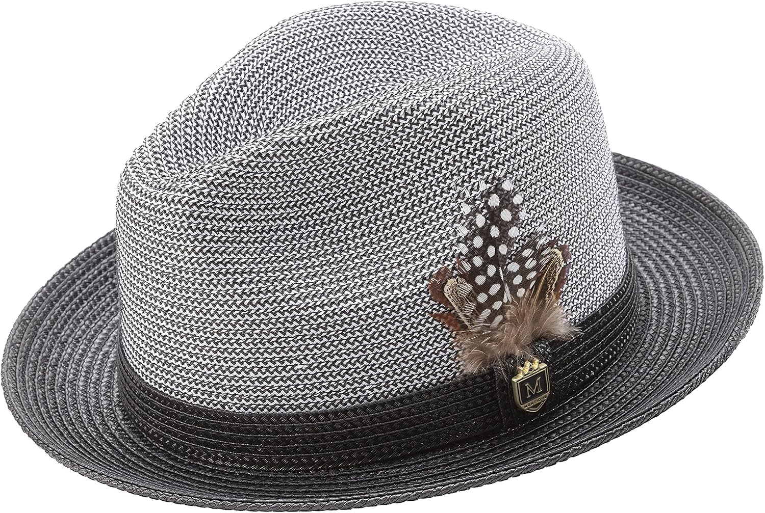 Men's Braided Two Tone Stingy Brim Pinch Fedora Hat in Navy - H73 at ...