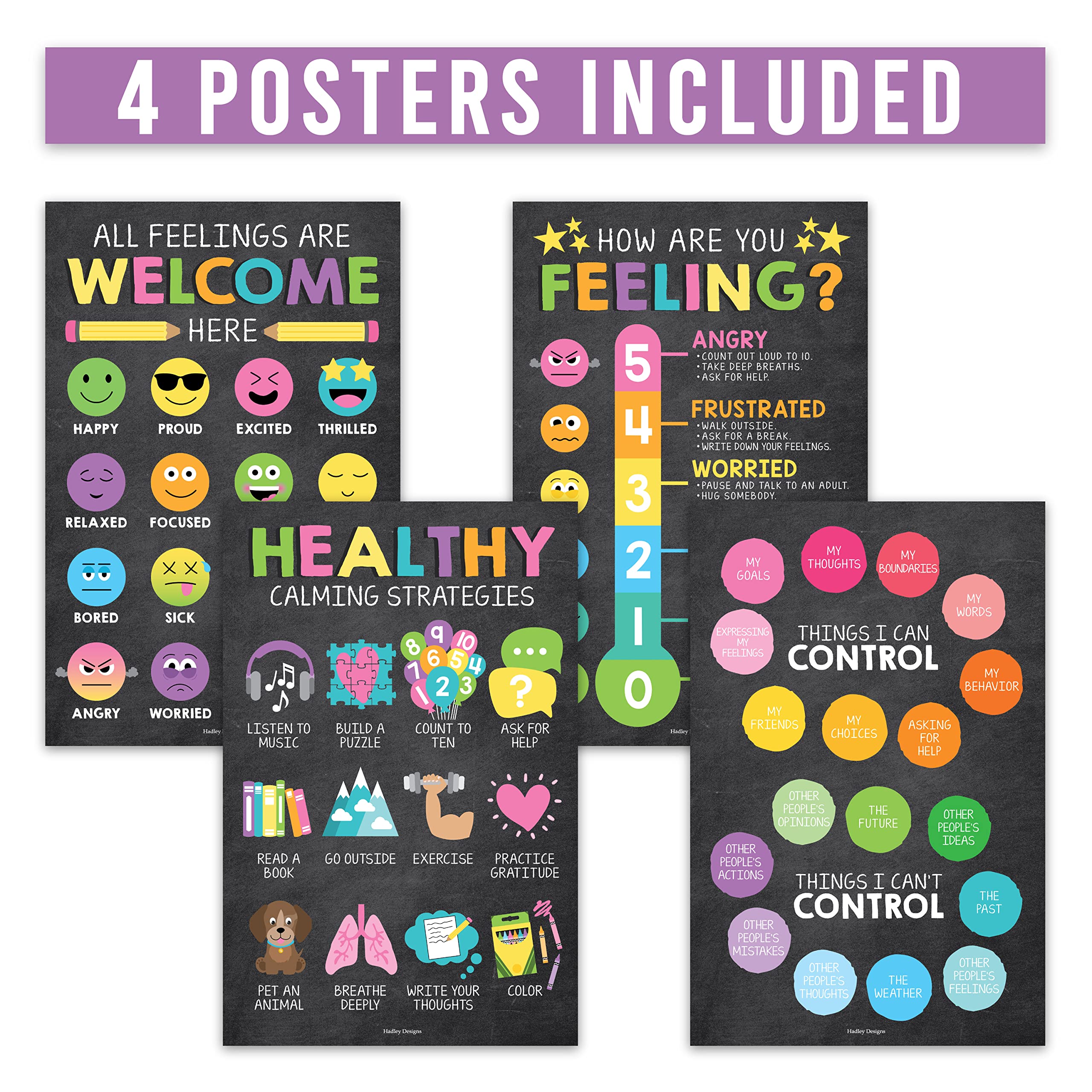 Mua 4 Chalkboard Feelings Chart For Kids Emotions Chart For Kids ...