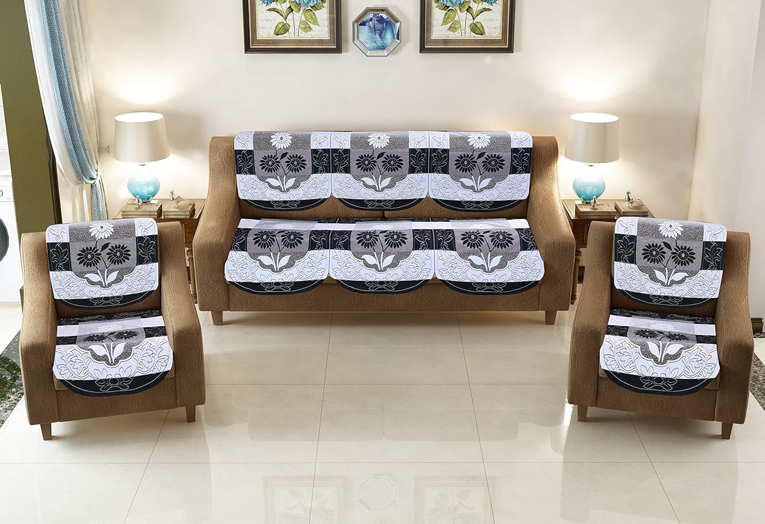 Buy FantaGenic Cotton Sofa Cover Set of 5 Seater|Sofa Set Covers 5 ...