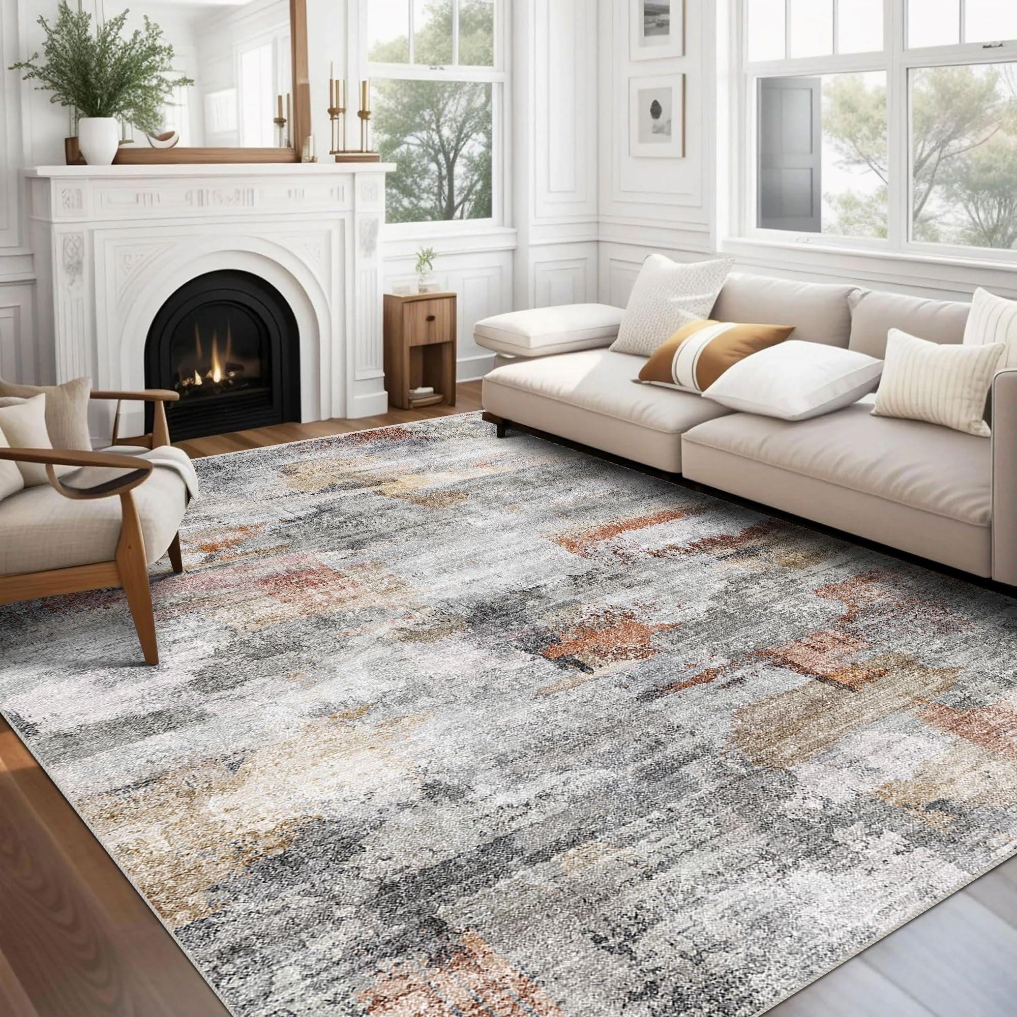 vivorug Washable Rug, Ultra Soft Area Rug 6x9, Non Slip Abstract Rug ...