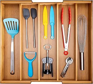 Amazon.com: Seville Classics Bamboo Wood Utensil Organizer Box for ...