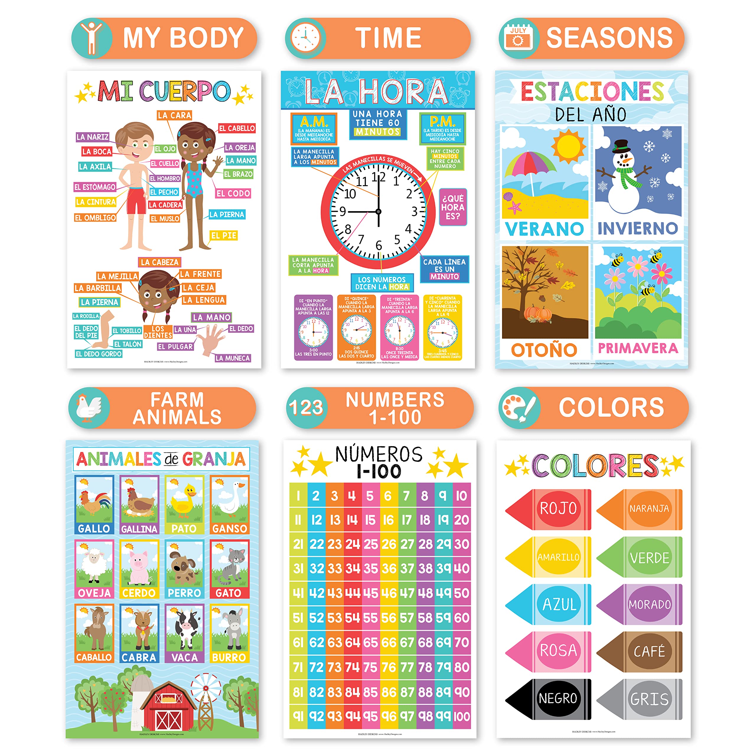 Mua 12 Colorful Spanish Educational Posters For Toddlers Spanish ...