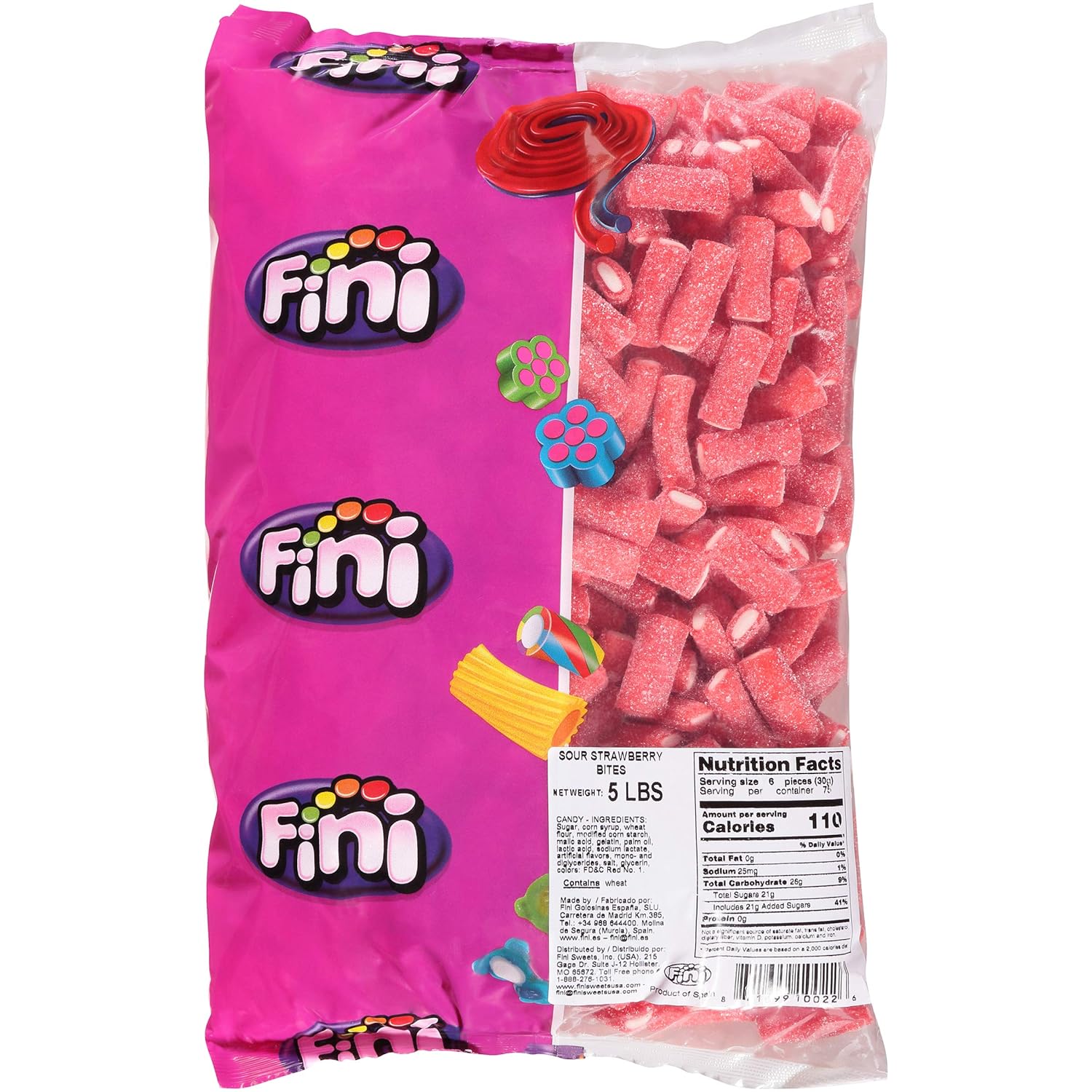 Amazon.com : Fini Sour Strawberry Bites, 5 Lb Bulk Bag, Party Size ...