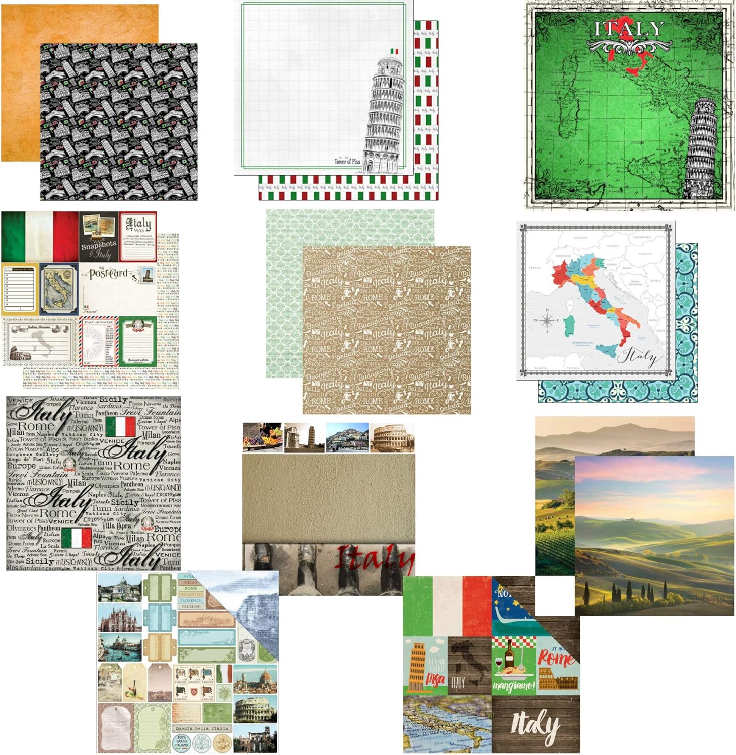 Amazon.com: Custom Bundle Set of 11 Italy Themed Travel and Vacation 12 ...