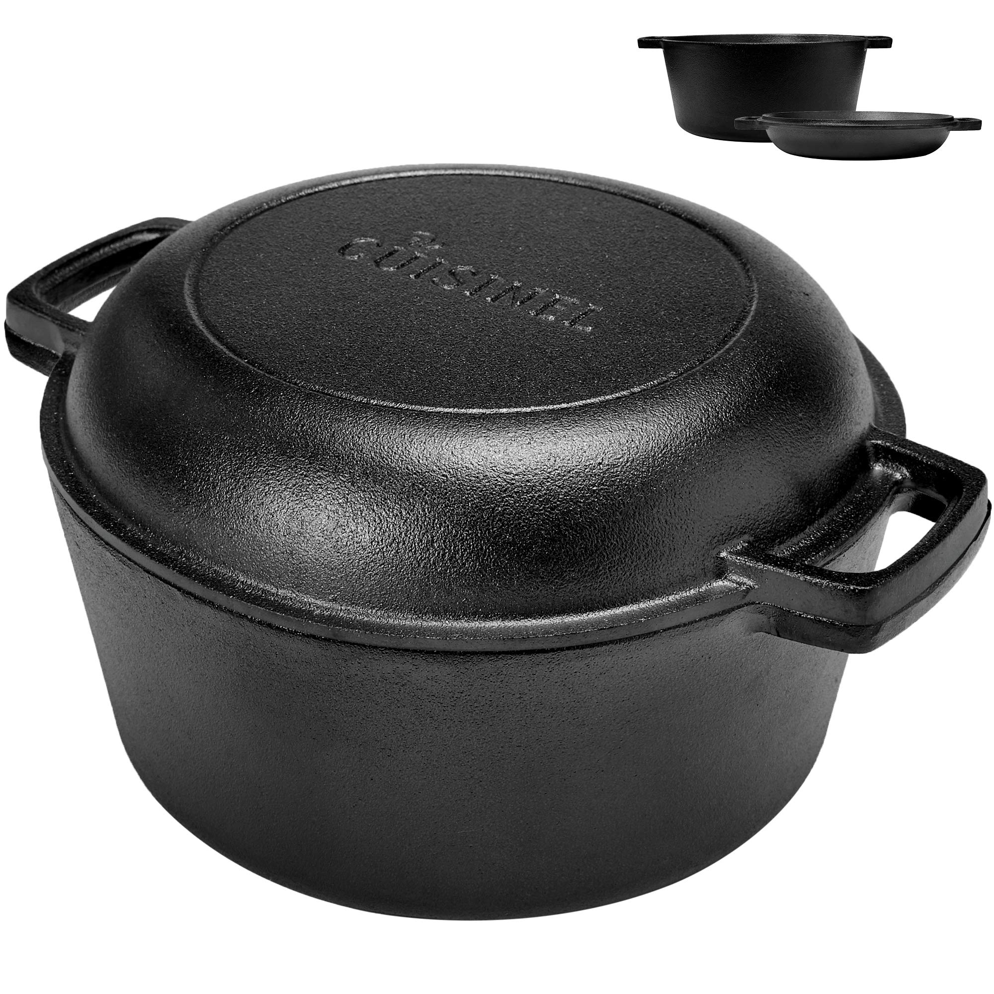 Cast Iron Dutch Oven - 5-Quart / 4.73-Liter - Pre-Seasoned 2-in-1 ...