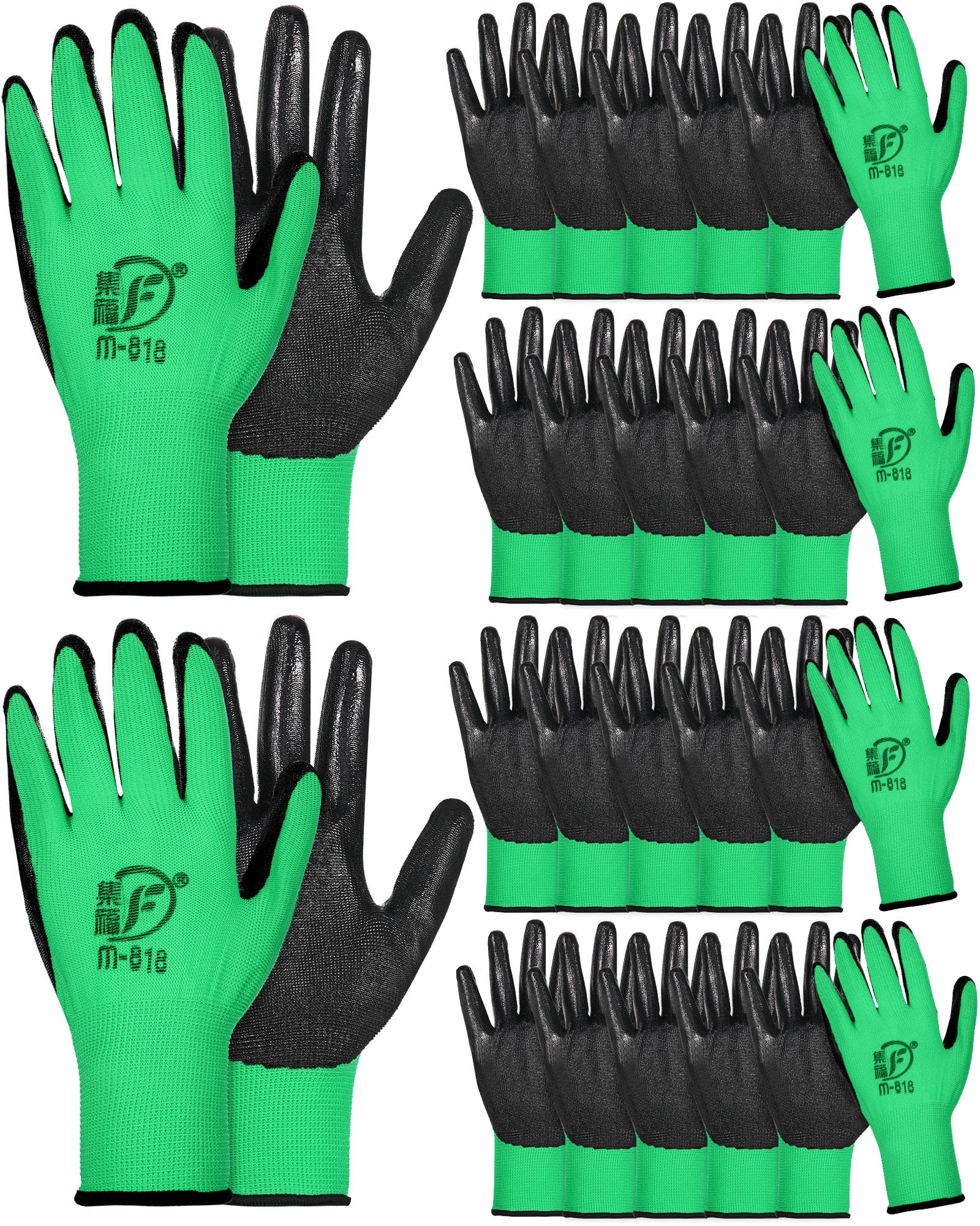 Nuogo 24 Pairs Gardening Gloves for Men Women Rubber Coated Landscaping ...