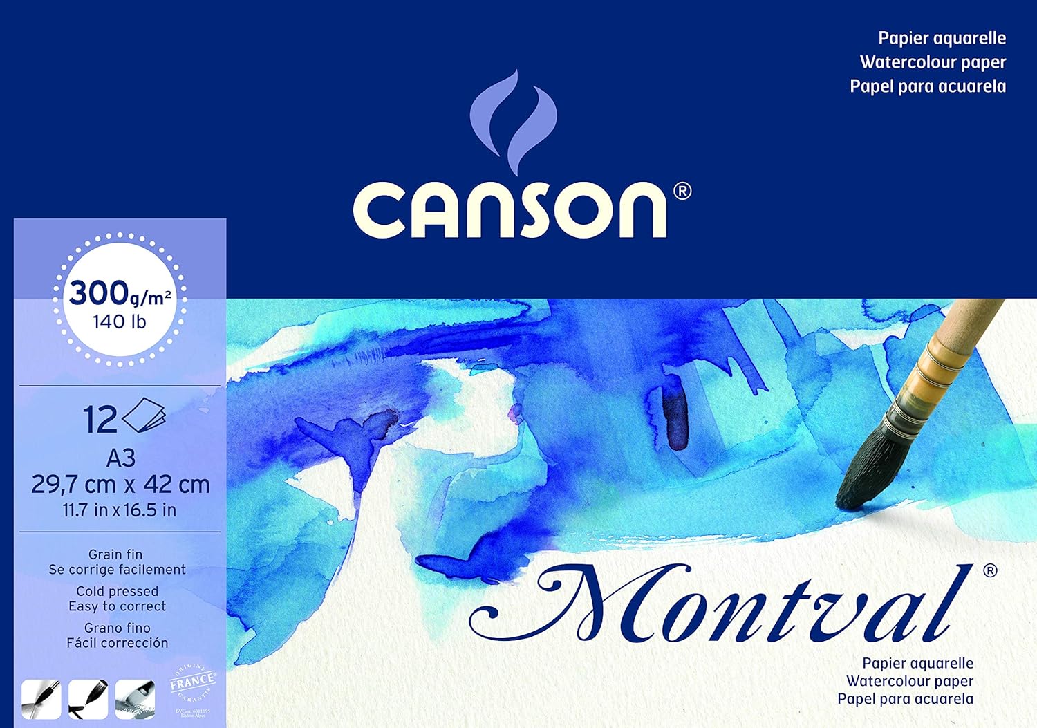Canson Montval 300gsm watercolour practice paper pad including 12 ...