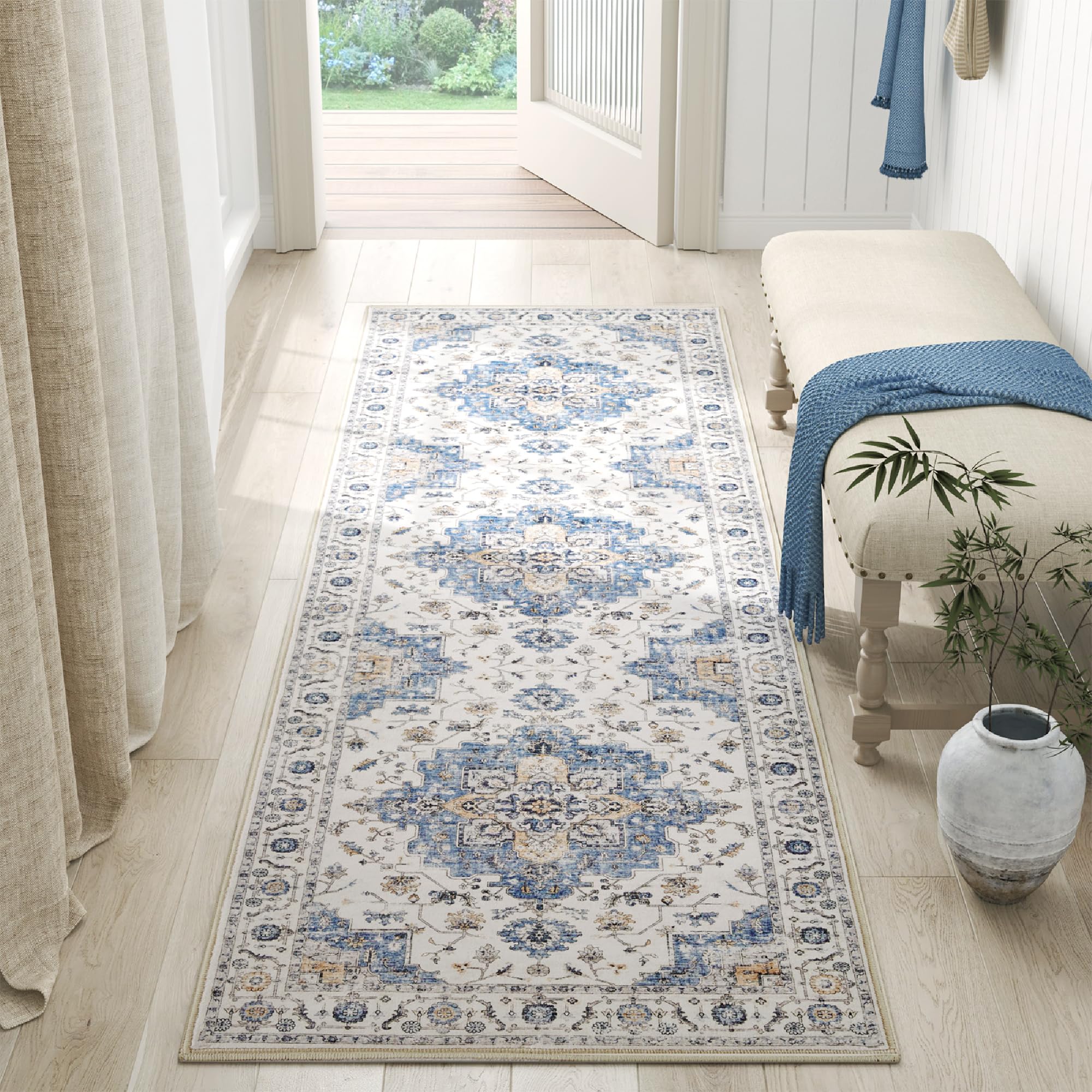 jinchan Runner Rug 3x8 Vintage Hallway Runner Boho Washable Rug Floral ...