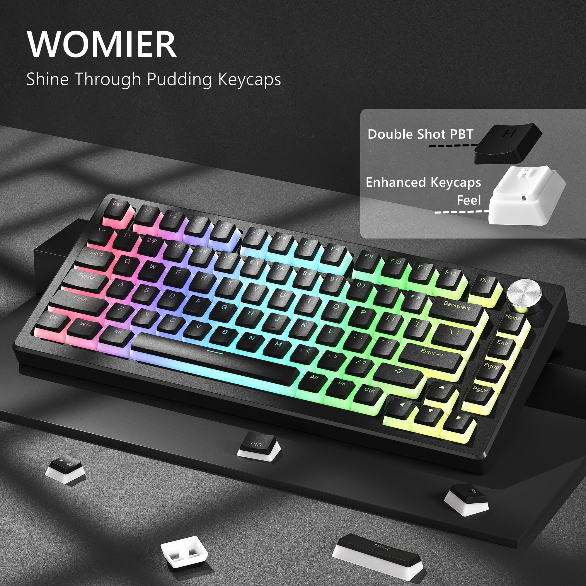 Mua Womier Pudding Keycaps, Black PBT Keycaps 100 percent keyboard 130 ...