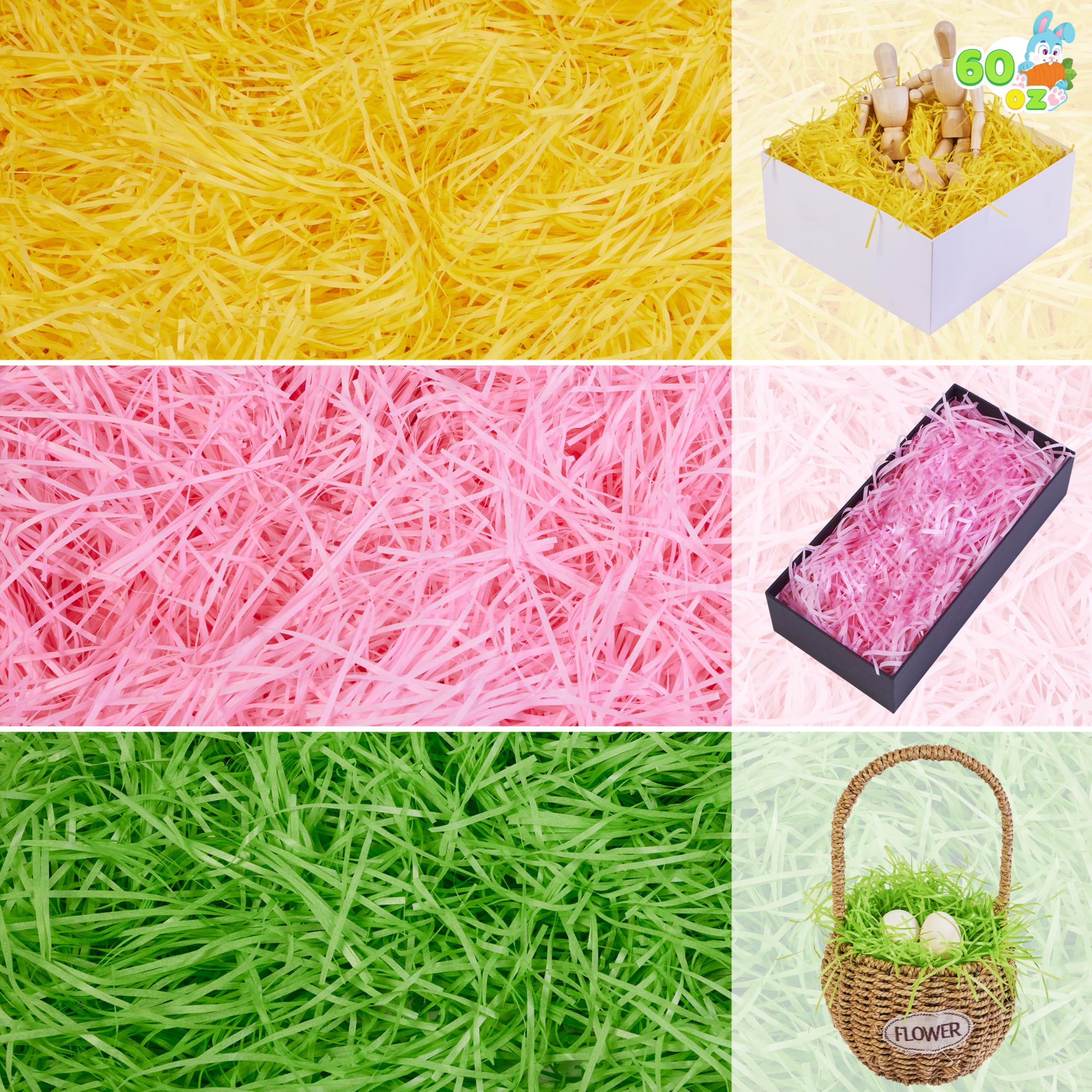 JOYIN Easter Grass Crinkle Cut Recyclable Paper Shred Filler(Pink ...