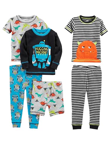 Simple Joys by Carter's Boys' 6-Piece Snug Fit Cotton Pajama Set ...