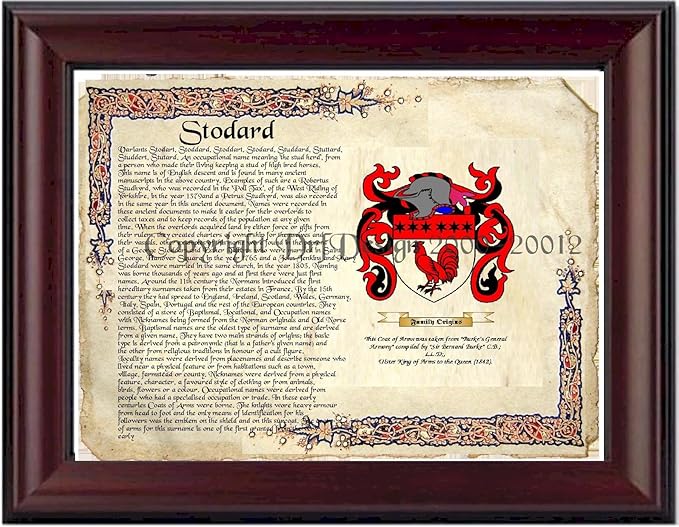 Amazon.com: Stodard Coat of Arms/ Family Crest on Fine Paper and Family ...