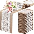 Amazon.com: Tatuo 12 Pieces Burlap Table Runners with Lace 12 x 108 Inch Long Rustic Jute ...